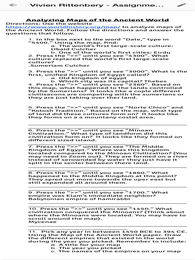Vivien Rittenbery - Assignment Maps of The Anci - 8987702.2 Maps of The Ancient World | PDF