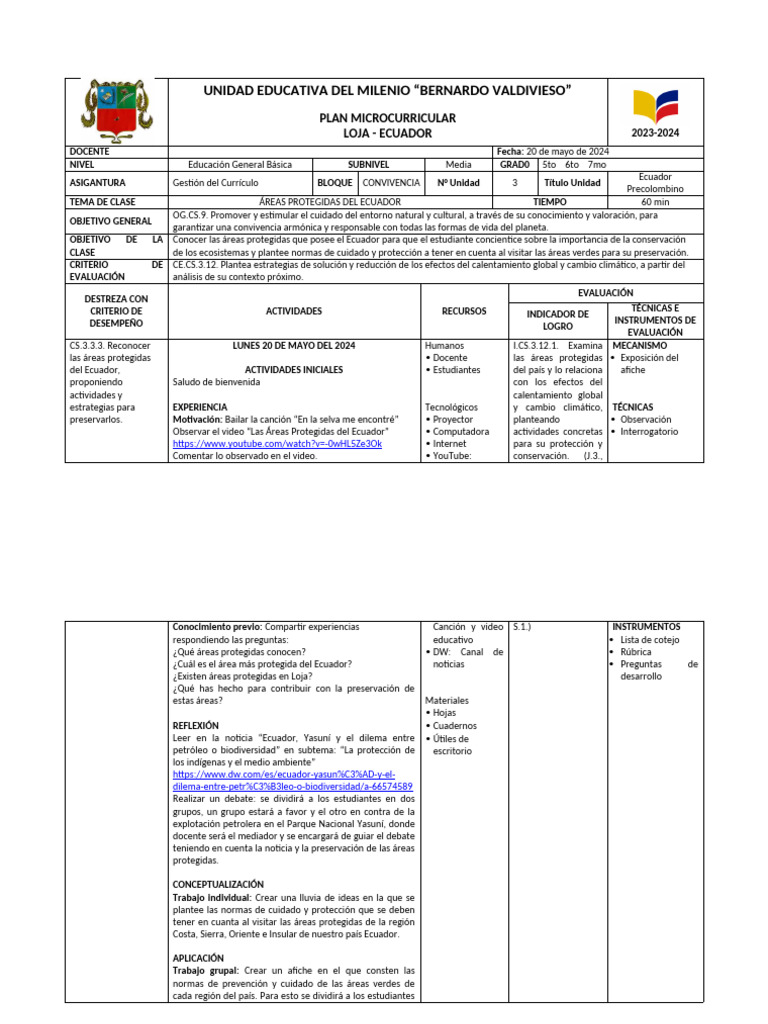 Planificación Erca (2) 3 | PDF | Ecuador | Entorno natural