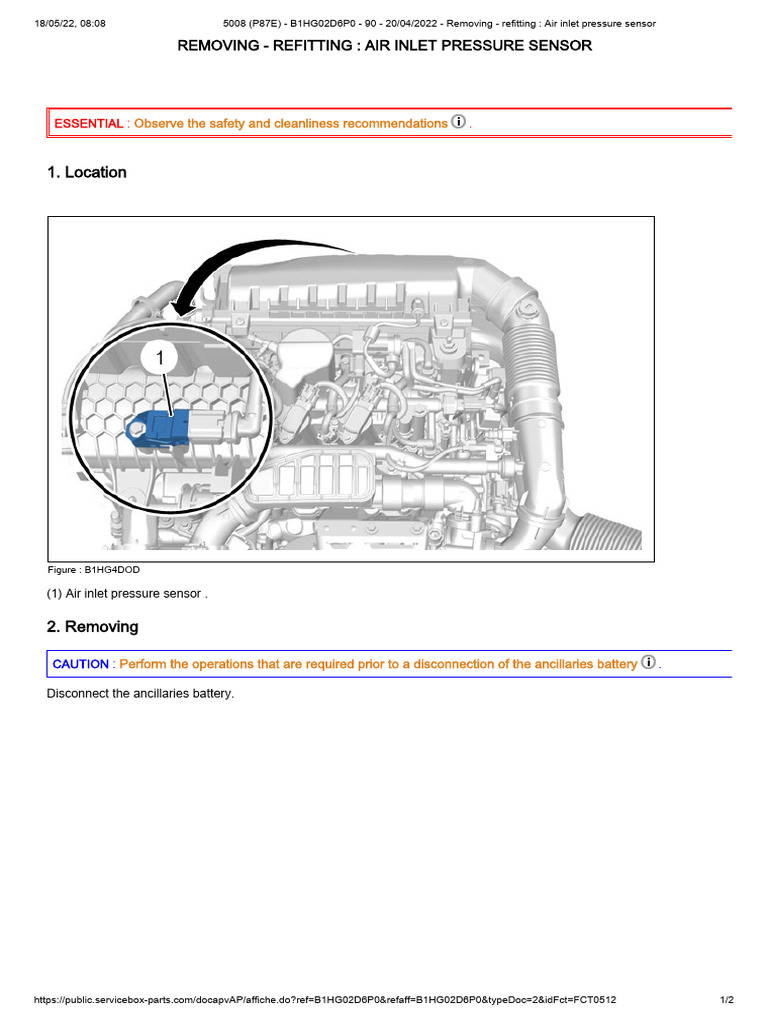 5008 (P87E) - B1HG02D6P0!90!20!04!2022 - Removing - Refitting - Air ...
