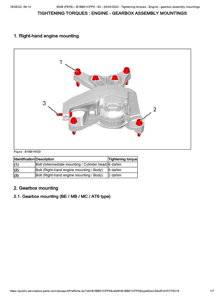 Engine-Gearbox Mounting Torque Specs | PDF | Land Vehicles | Automotive ...