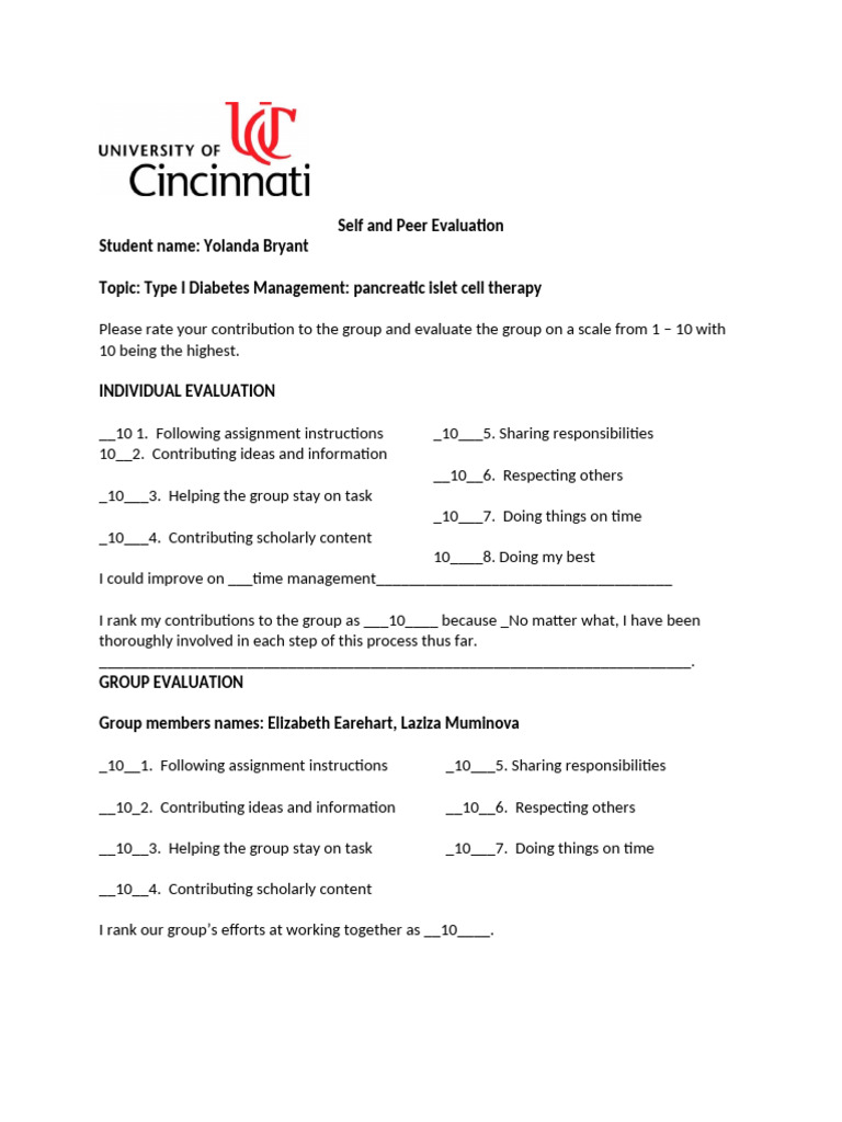 Self_Peer_Evaluation | PDF