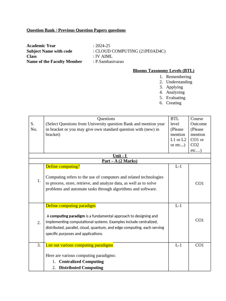 CC Question Bank Solutions | PDF | Cloud Computing | Quantum Computing