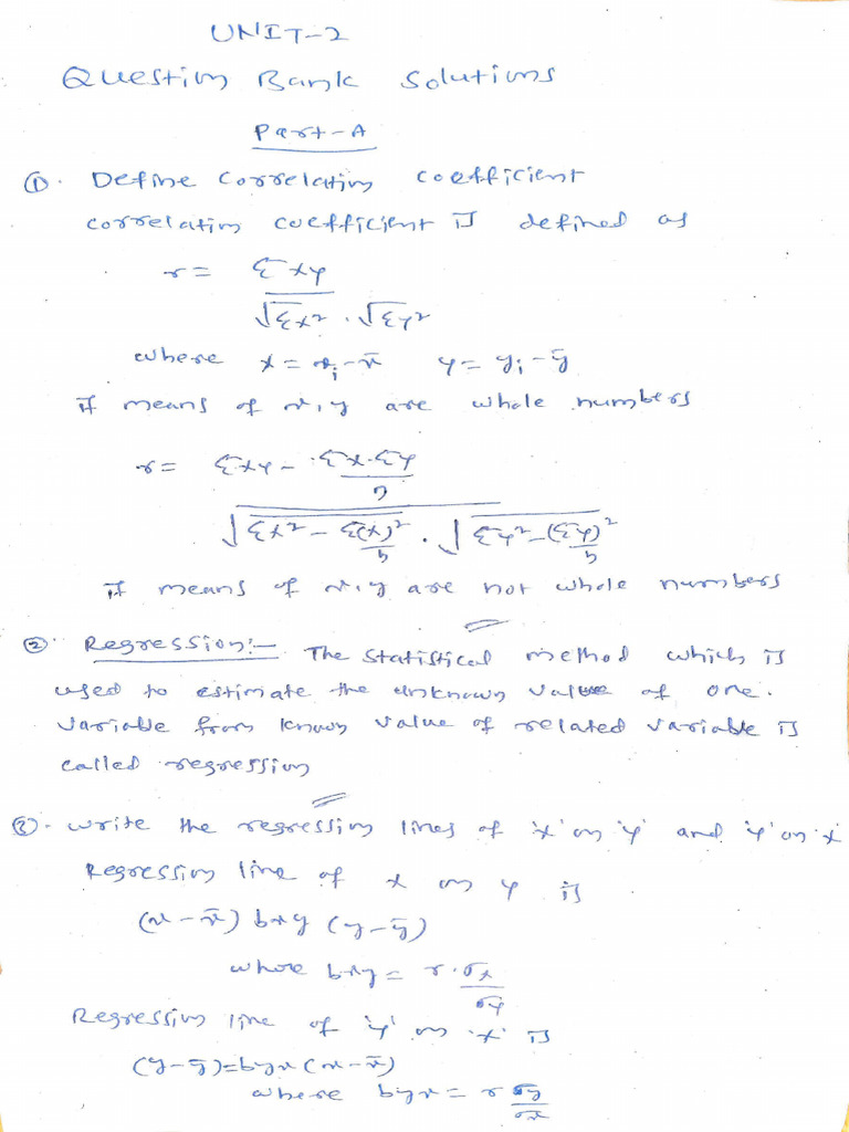 Unit-2 QB Solutions | PDF | Variance | Data Analysis