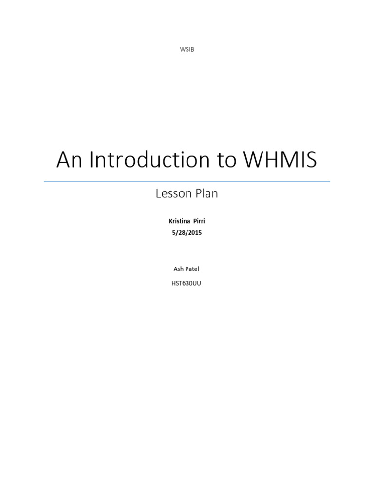 whmislessonplan | PDF | Occupational Safety And Health | Safety