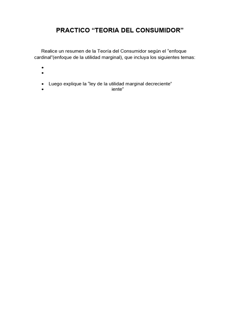 Practico Teoria Del Consumidor | PDF | Curva de demanda | Utilidad
