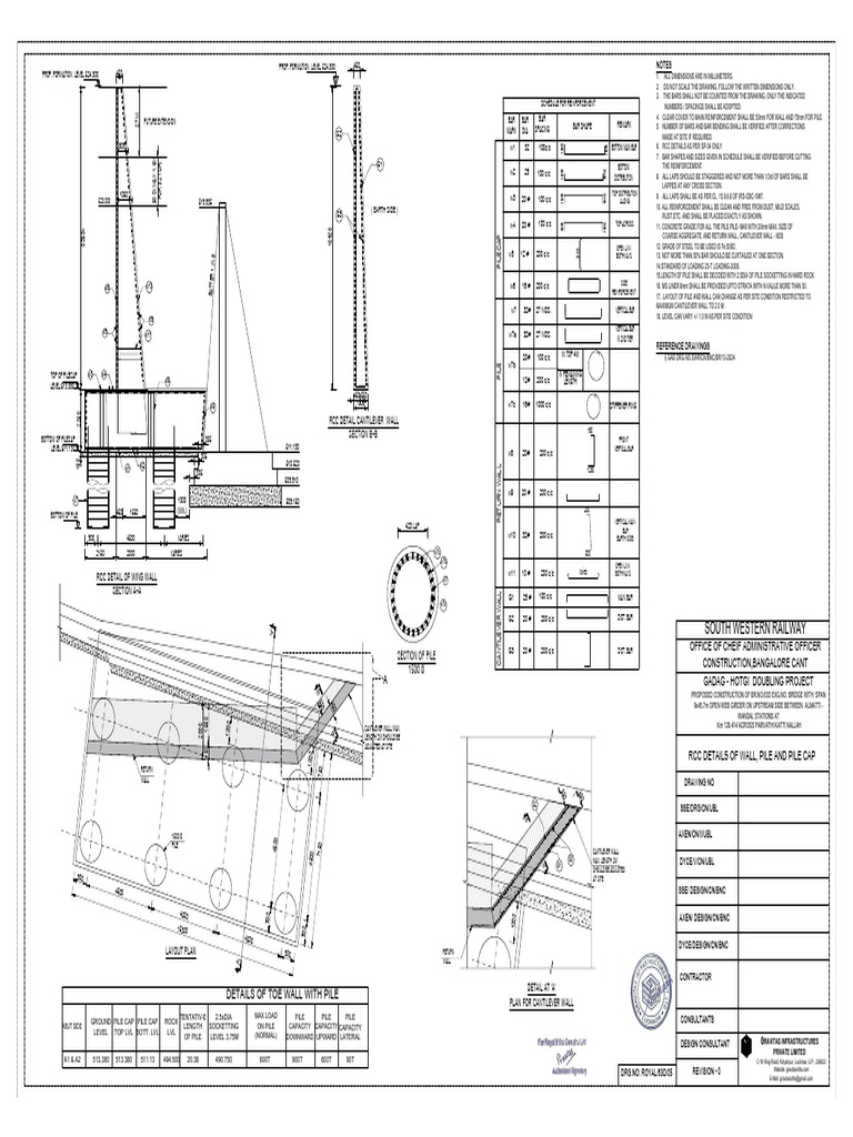 Toe Wall With Pile - Drawing | PDF | Deep Foundation | Architectural ...