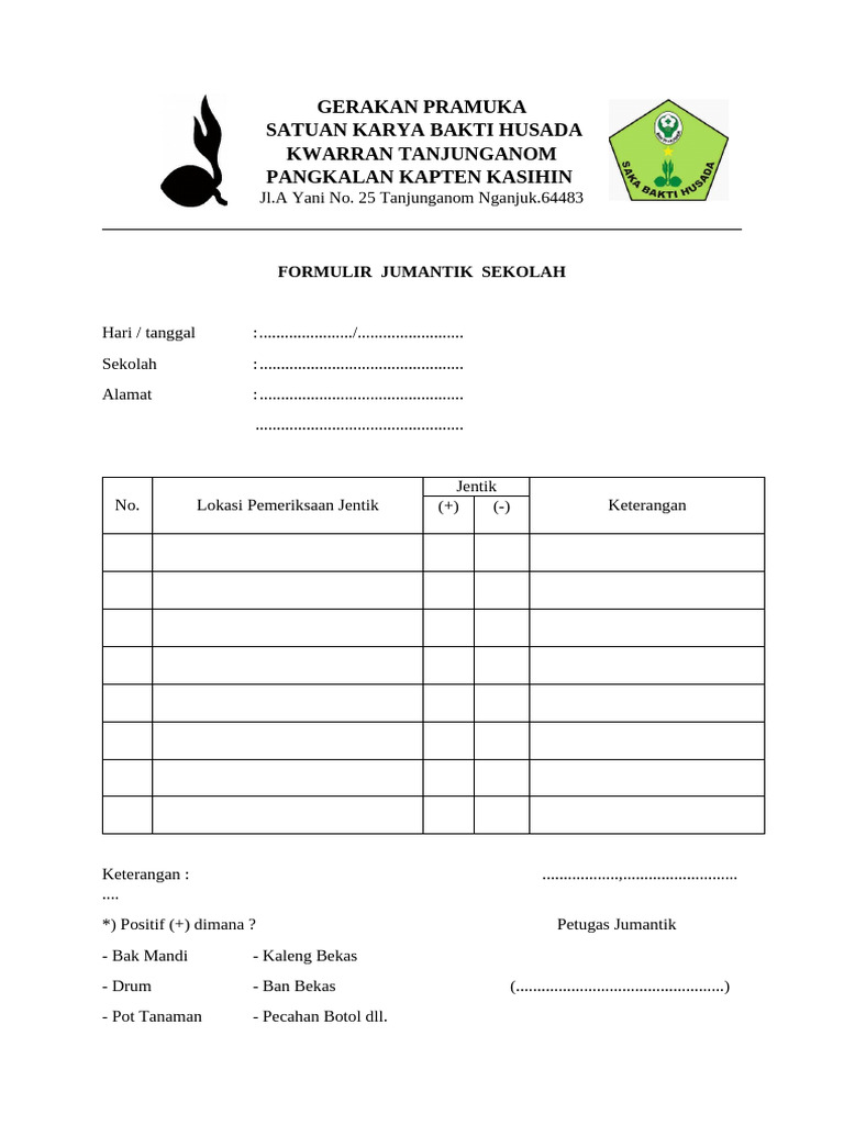 formulir jumantik sekolah | PDF