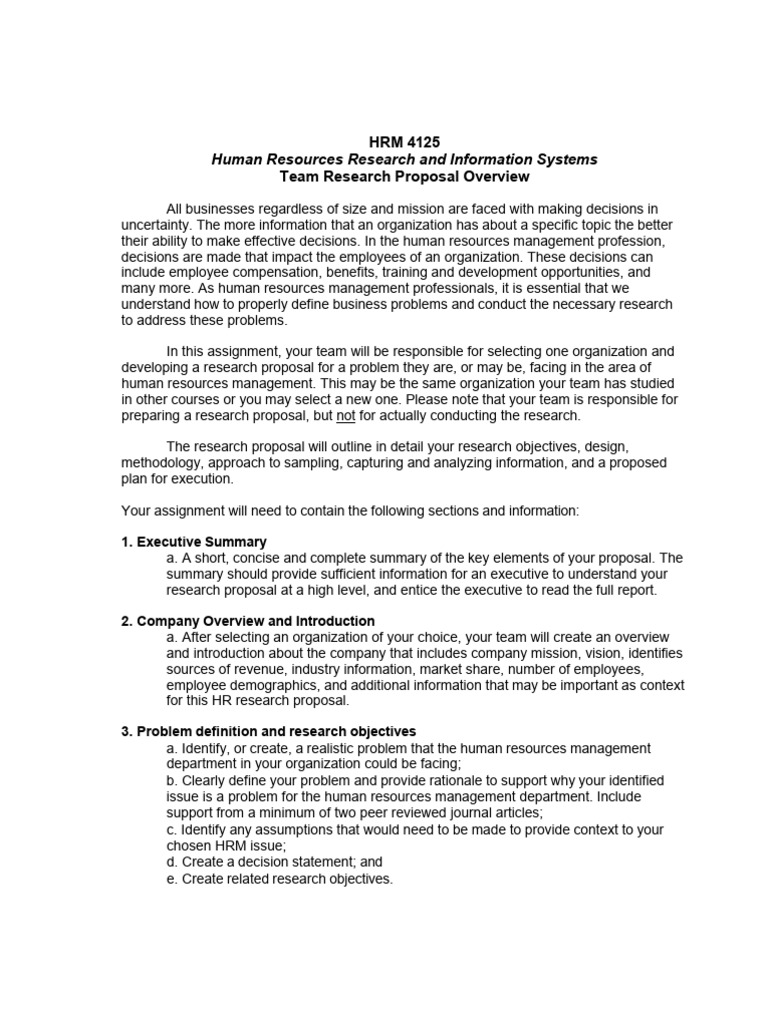 HRM 4125 Team Research Proposal - Overview W251 | PDF | Human Resource ...