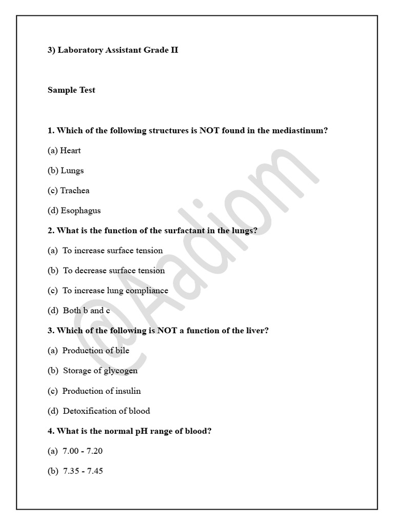 3 Laboratory Assistant Grade II | PDF | White Blood Cell | Blood