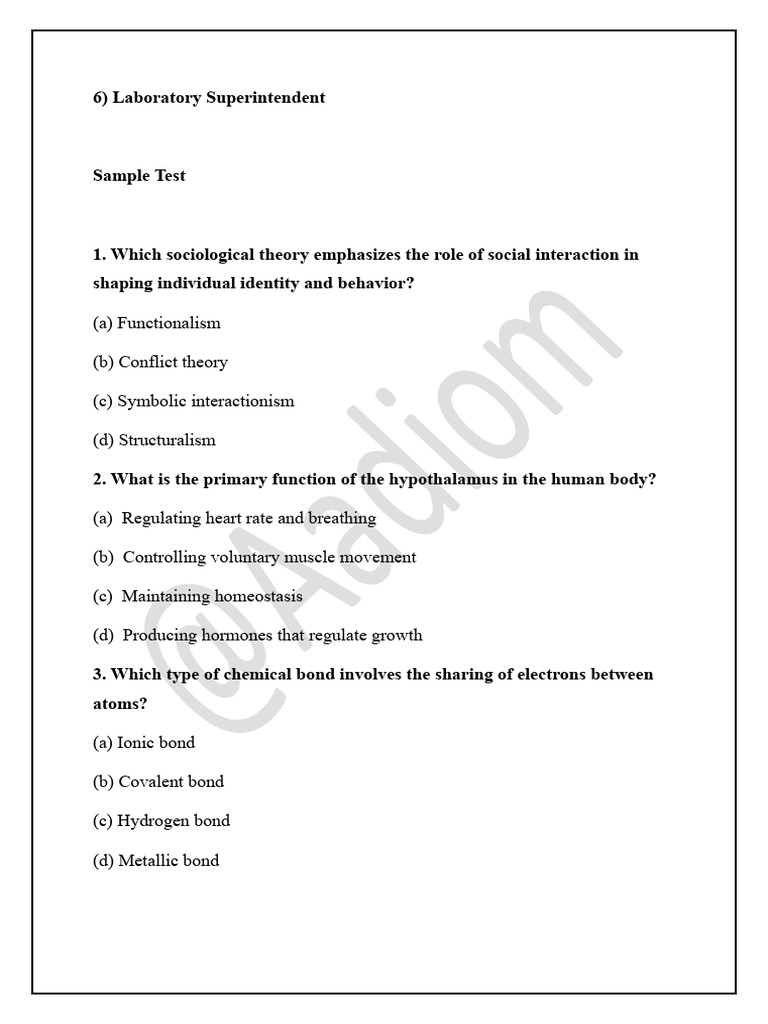 Laboratory Superintendent Test | PDF | Blood Plasma | Blood