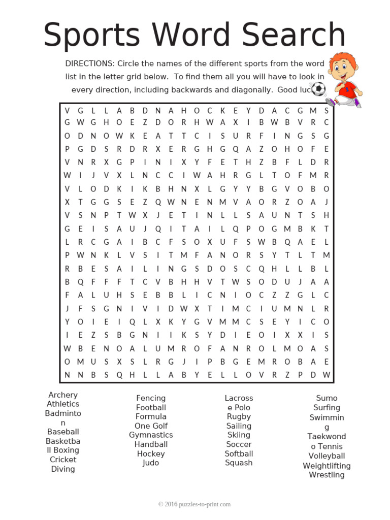 sports-word-search | PDF | Word Search | Sports