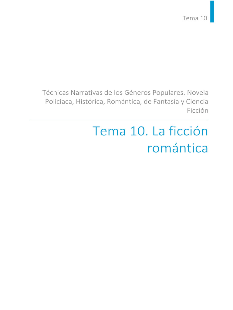 Tema 10. La Ficci N Rom Ntica | PDF | Novelas | Novelas de romance