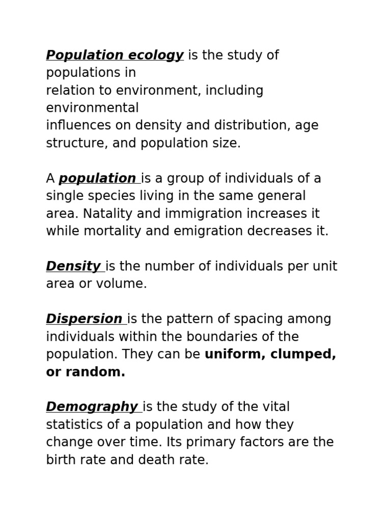 Population Study Guide | PDF