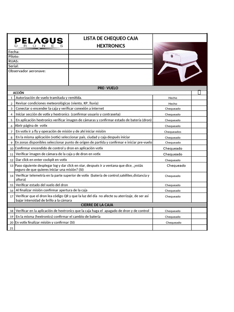 Lista de Chequeo Caja Hextronics | PDF | Aeronave | Aviación