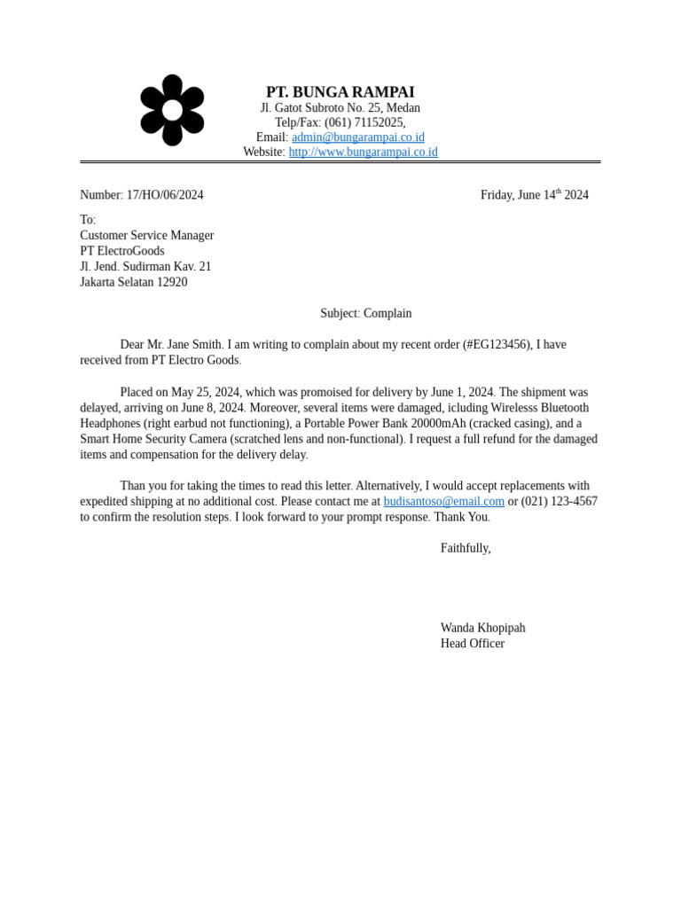 Contoh Complain Letters | PDF