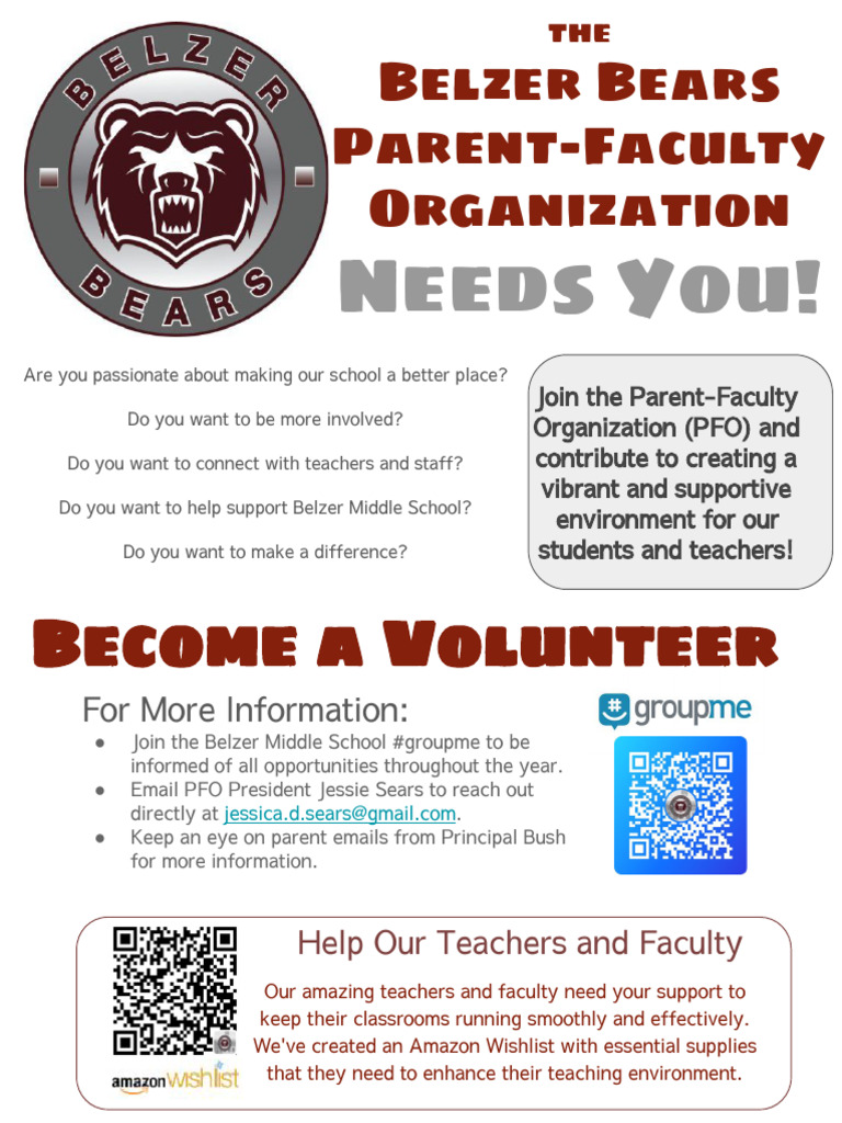 Volunteer with Belzer Middle School PFO | PDF