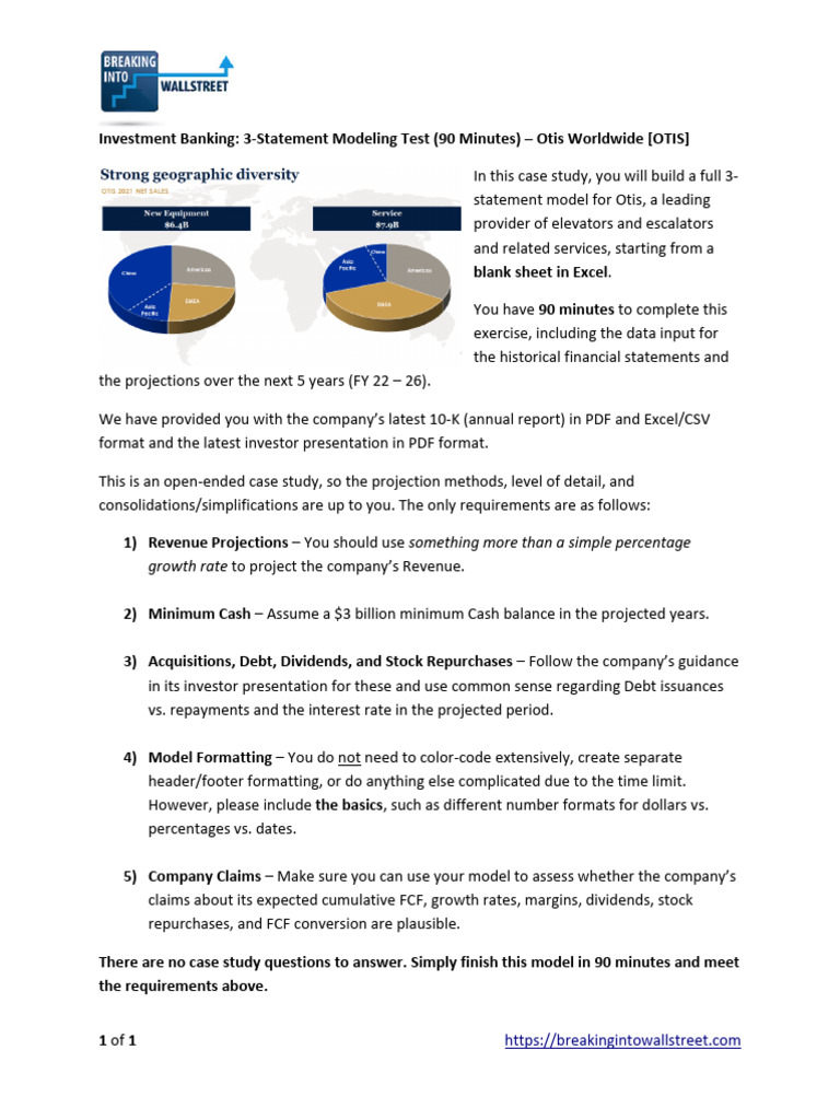 Otis 3-Statement Modeling Case Study | PDF