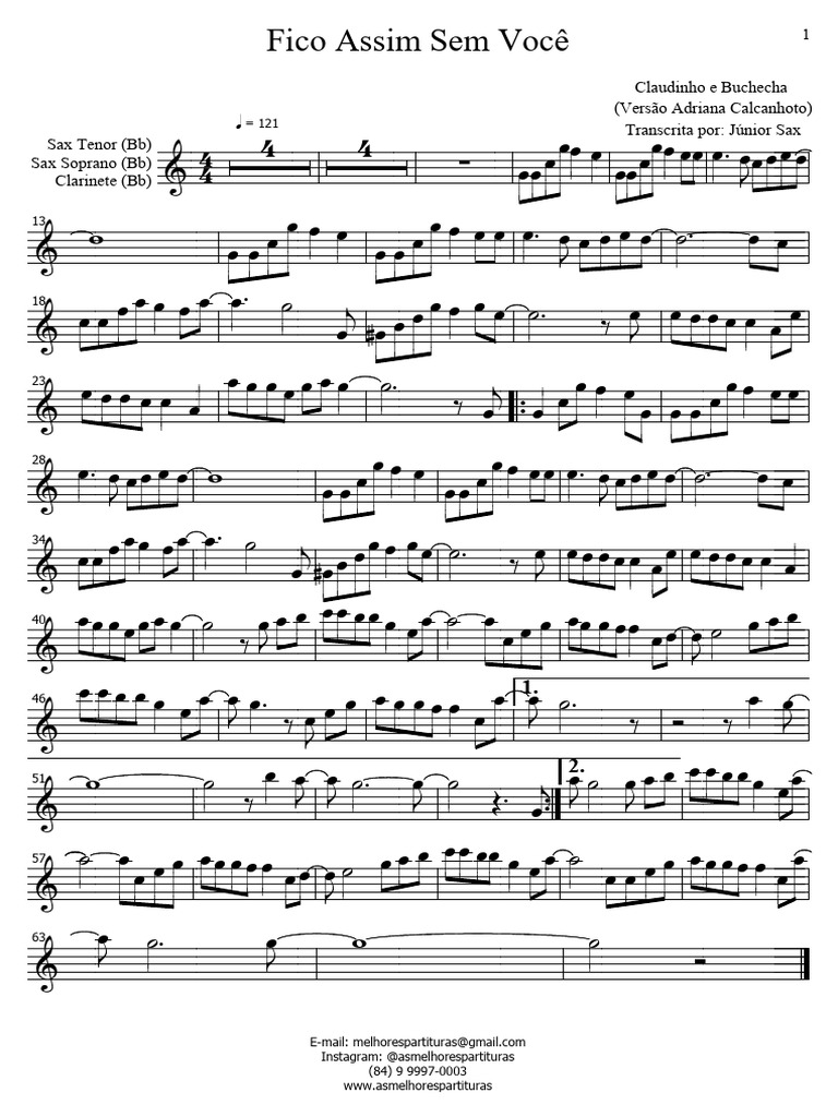 Partitura - Fico Assim Sem Você | PDF