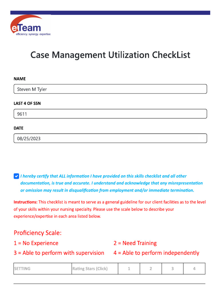 Case Management Utilization CheckList | PDF