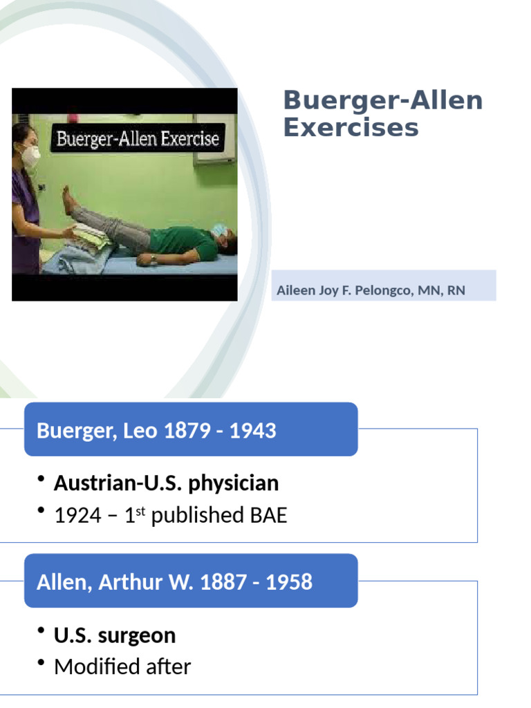 Buerger-Allen Exercises for Circulation | PDF