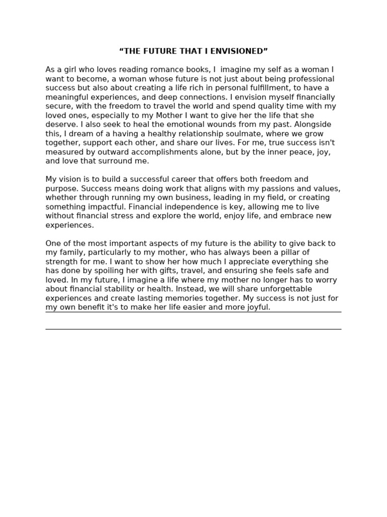 The Future That I Envisioned Final | PDF