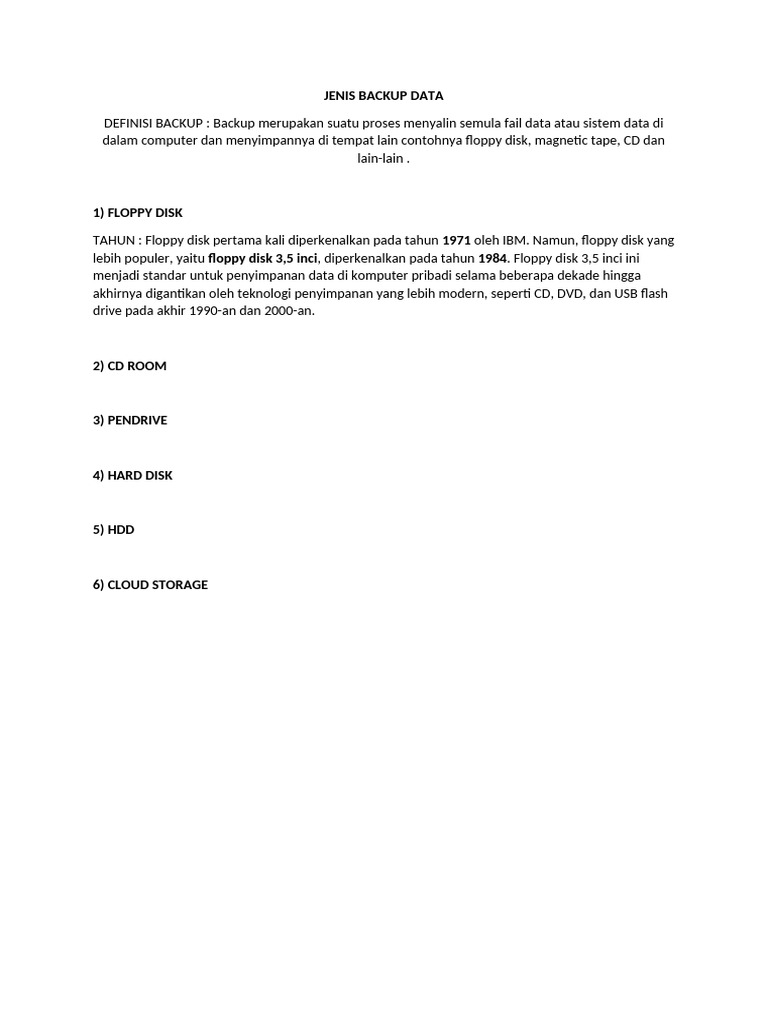 Jenis Backup Data | PDF