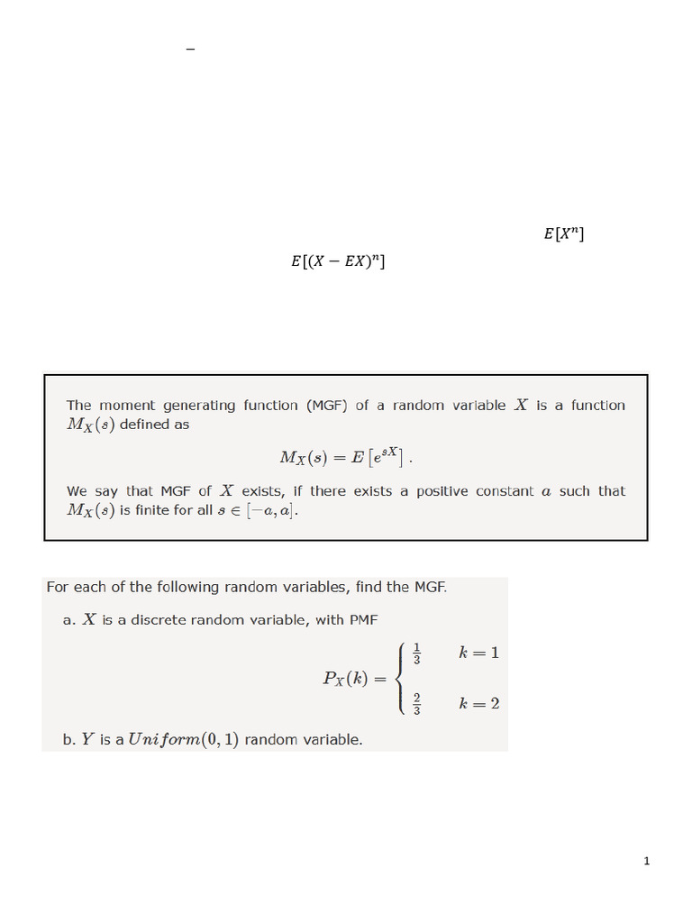 Day 4 Moment of A Variable | PDF | Random Variable | Probability Distribution