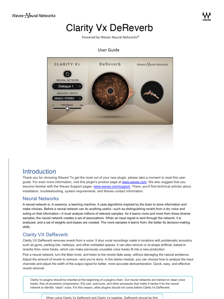 Clarity VX Dereverb v4 | PDF | Artificial Neural Network | Computing