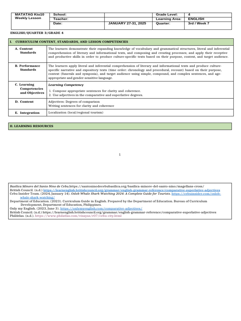 ENG 4_DLL_Q3_WEEK 7 | PDF | Cebu
