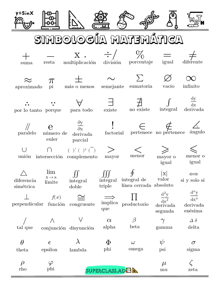 Simbología Matemática - Superclass - Ad | PDF | Integral | Matemática ...