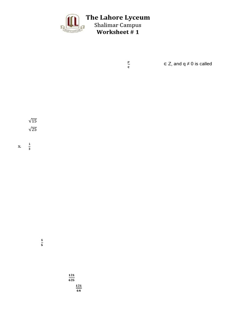 Work Sheets Class 8 | PDF | Numbers | Ratio