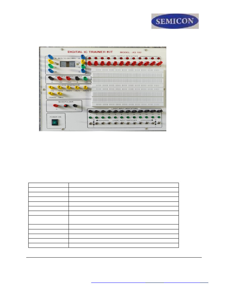 Digital Ic Trainer Kit As-102 | PDF