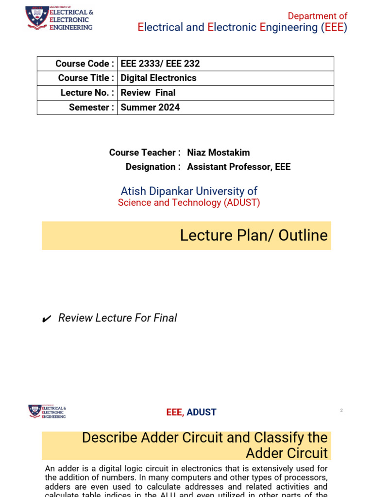 EEE 2333 Lecture Sheet Review - Final | PDF | Electronic Design ...