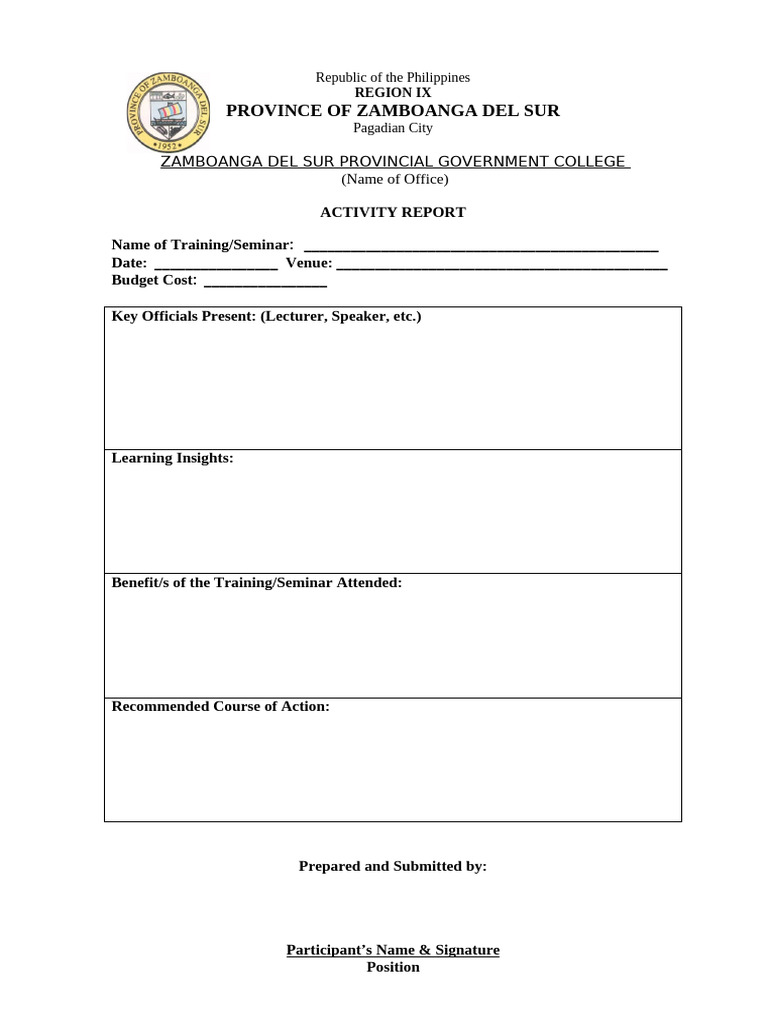 ACTIVITY REPORT FORM PHRMO Form | PDF