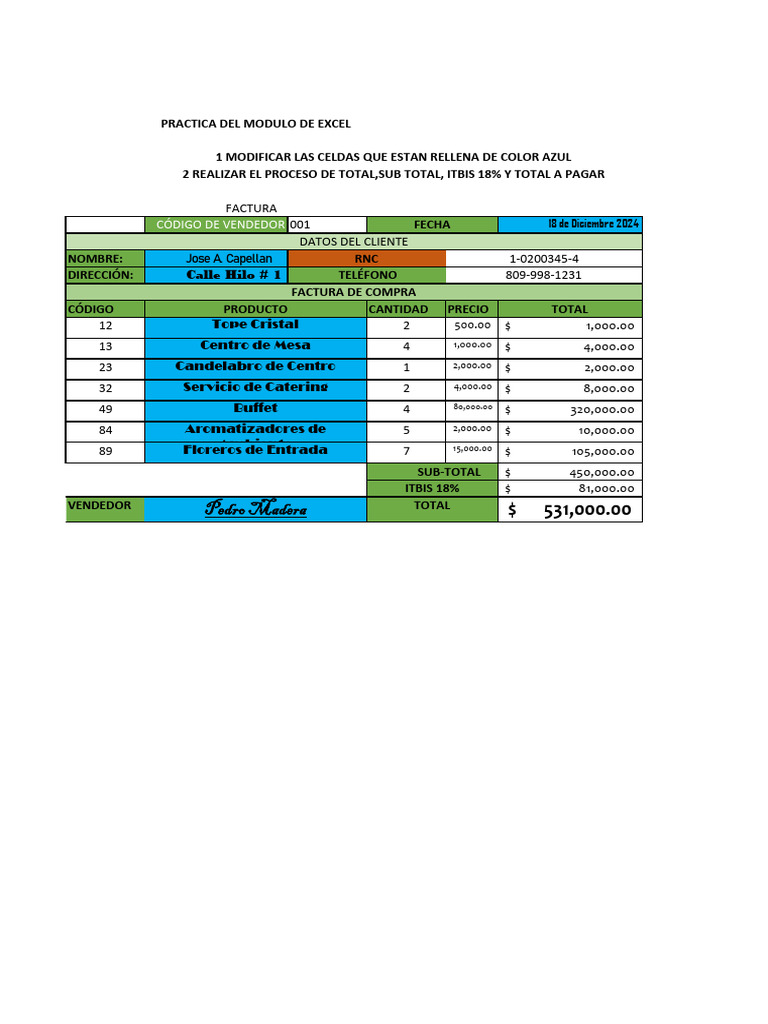 Practica de Excel INFORMATICA APLICADA | PDF