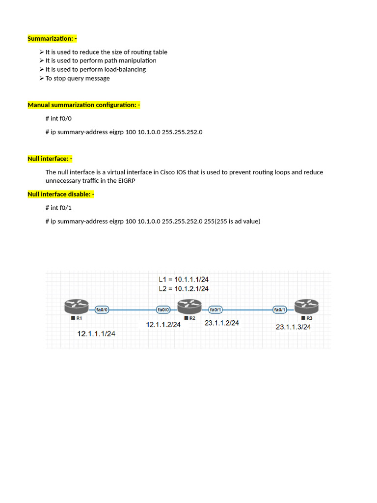 EIGRP Sumrization | PDF