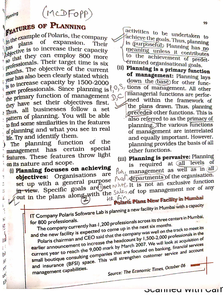 CH - 4 Planning - Ncert Book | PDF