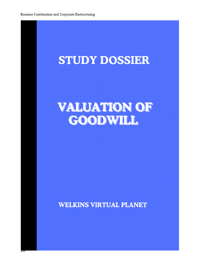 Valuation of Goodwill in Corporate Finance | PDF | Goodwill (Accounting ...