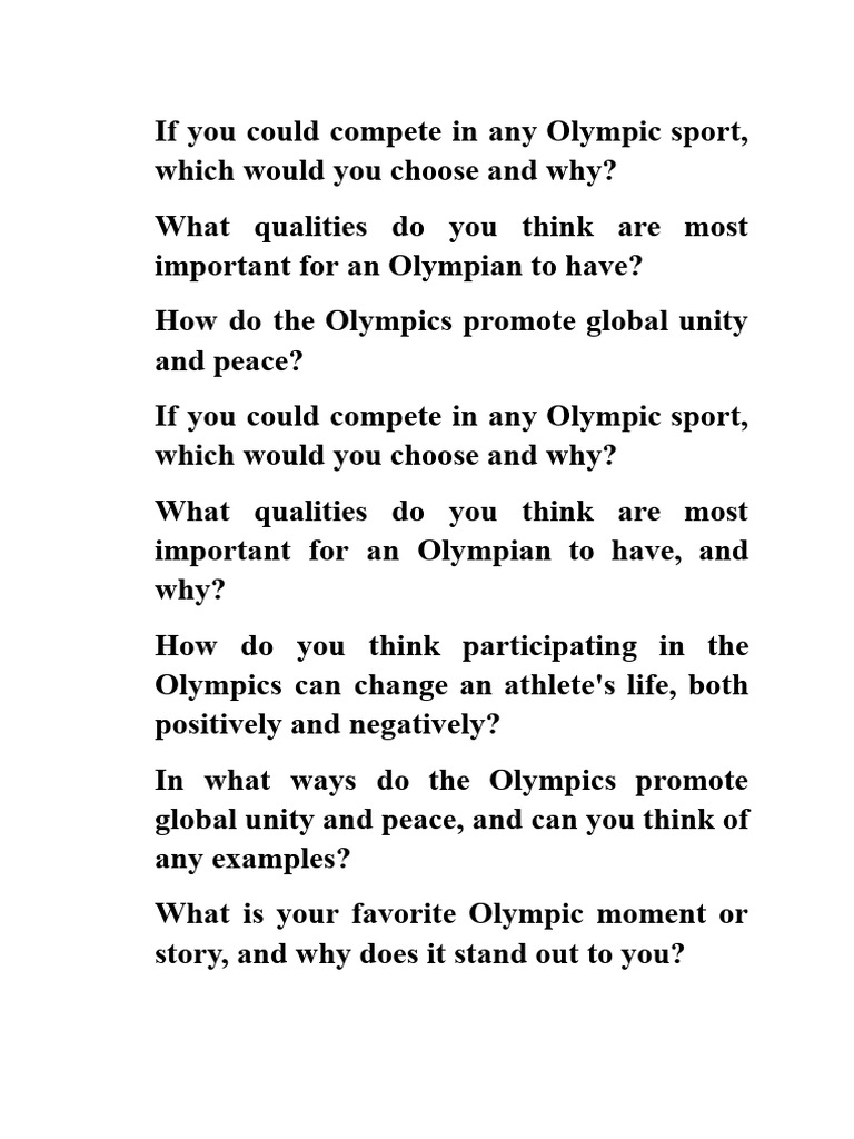 Exploring Olympic Sports and Values | PDF