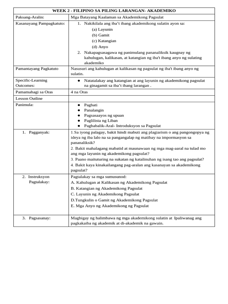 Banghay Aralin | PDF