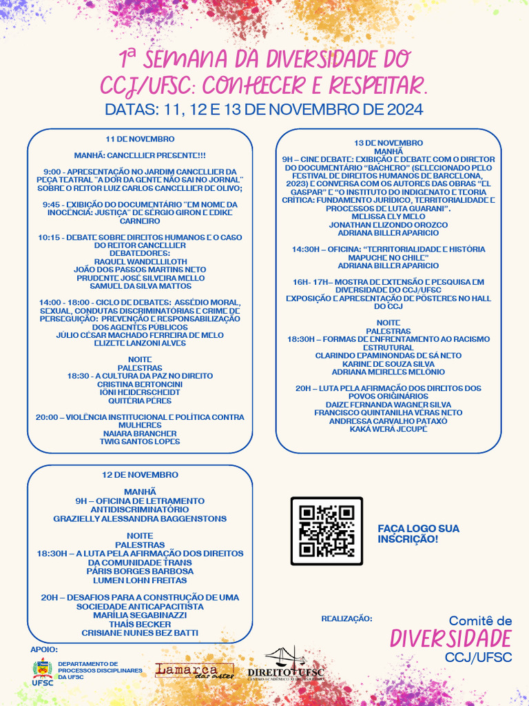 Semana da Diversidade CCJ/UFSC 2024 | PDF | Justiça | Crime e Violência
