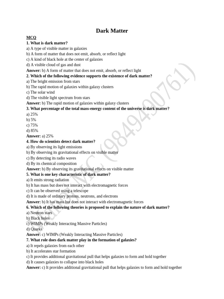 Olympiad Dark Matter | PDF | Dark Matter | Matter