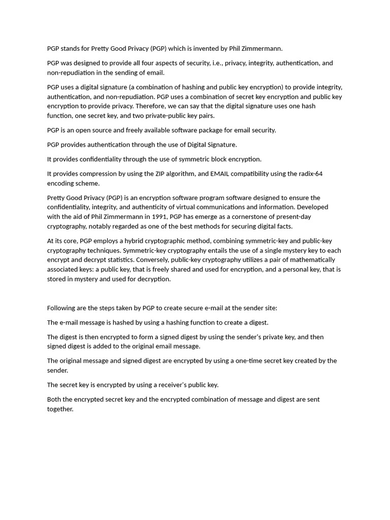 PGP Stands For Pretty Good Privacy | PDF | Public Key Cryptography ...