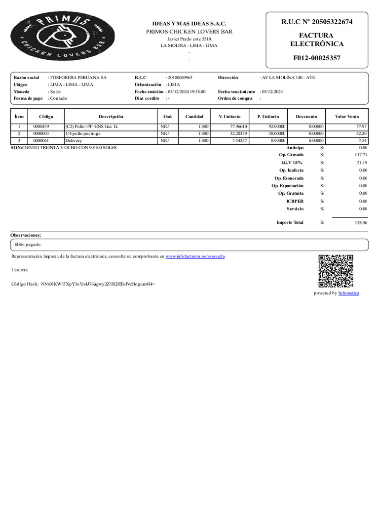Modelo Factura Electronica | PDF | Tecnología bancaria | Pagos