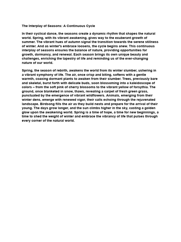 The Interplay of Seasons - A Continuous Cycle | PDF