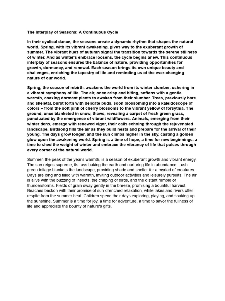 The Interplay of Seasons - A Continuous Cycle | PDF
