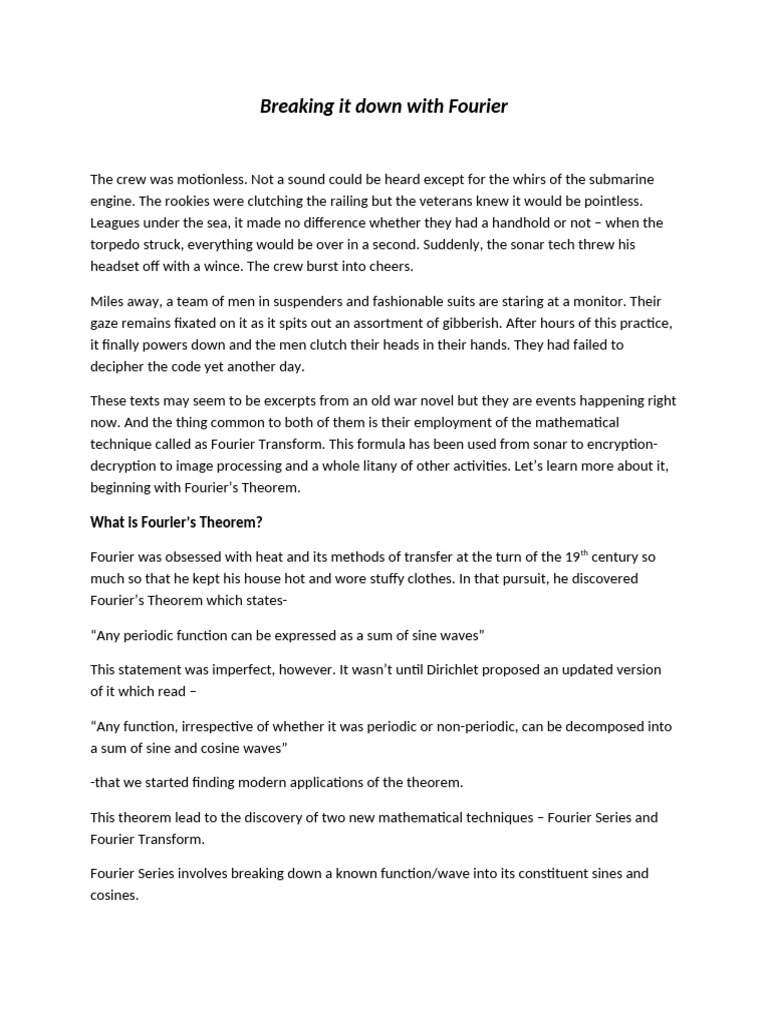 Understanding Fourier Transforms Explained | PDF | Integral | Complex ...