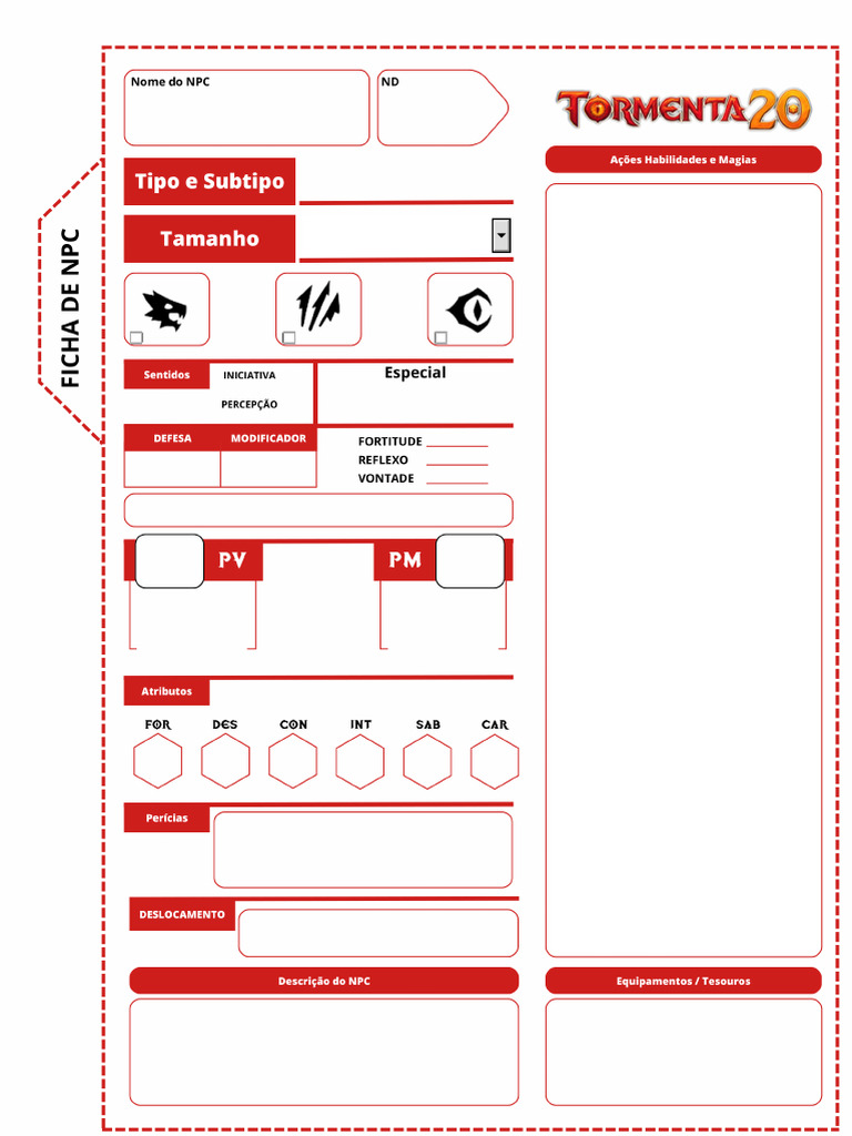 T20 - Ficha de NPC Editável | PDF