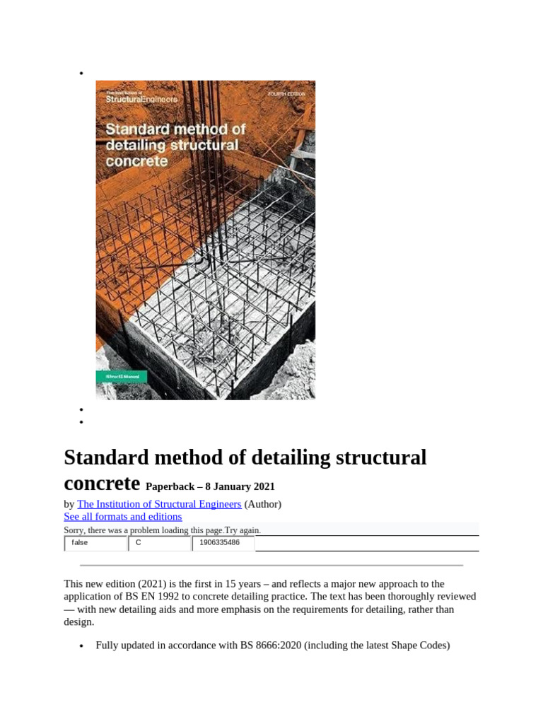 Standard Method of Detailing Structural Concrete Paperback | PDF