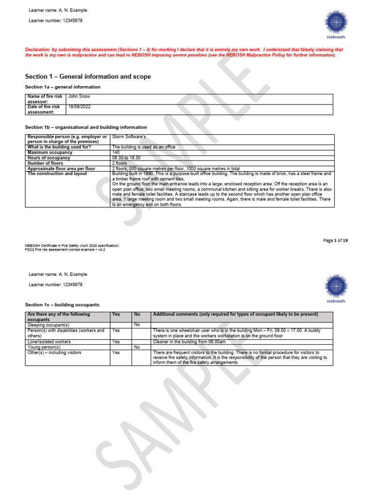 fsc2-example-v4.2 | PDF | Fire Safety | Waste